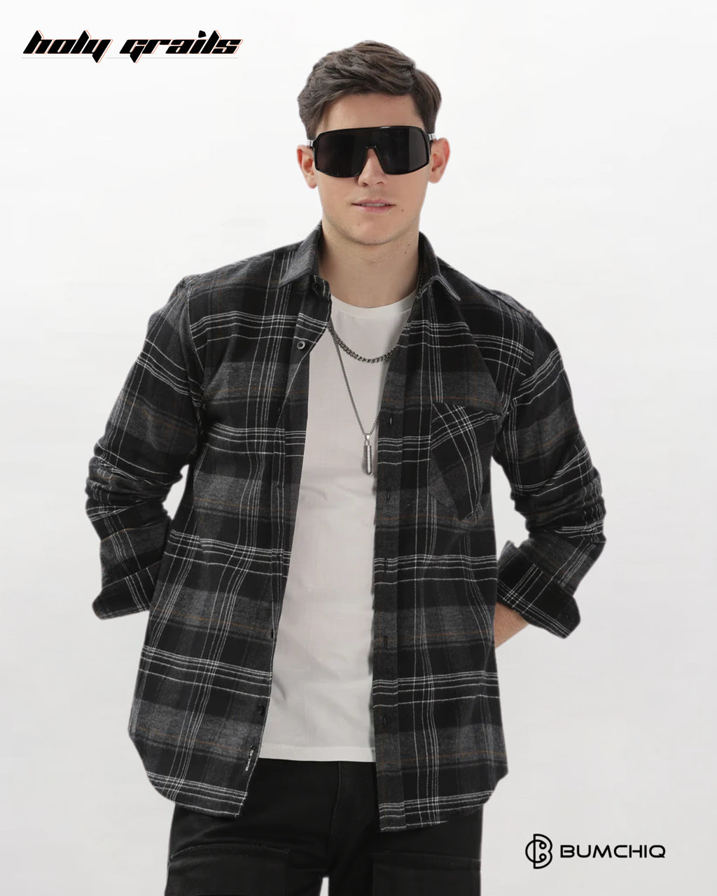 Buy Streetwear 'Black Flannel' Check Full Overshirt HG x Bumchiq – Holy Grails