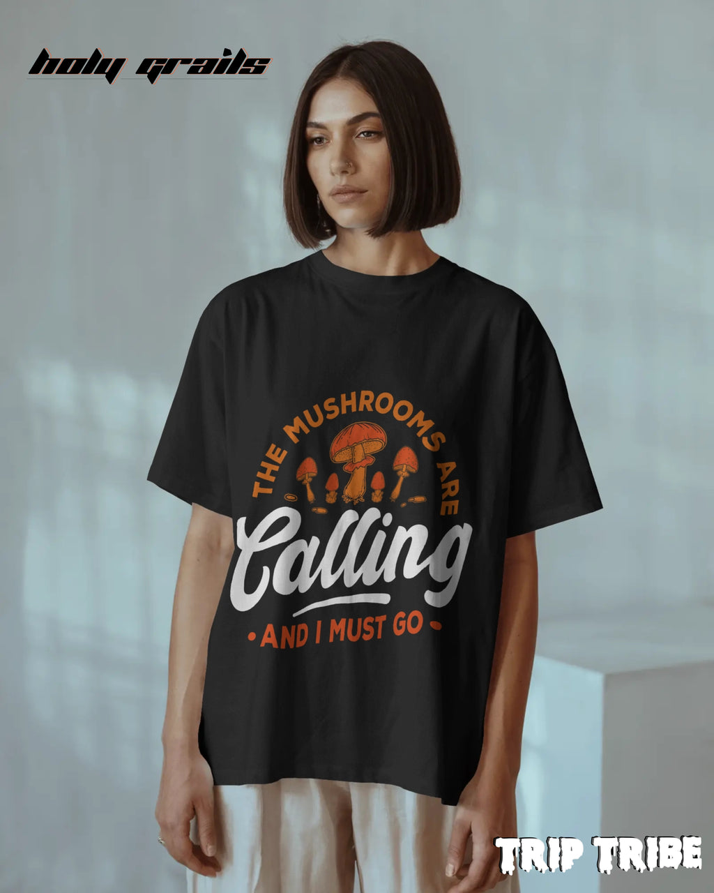 Buy Streetwear 'The Mushrooms Are Calling' Oversize Tee HG x Trip Tribe – Holy Grails